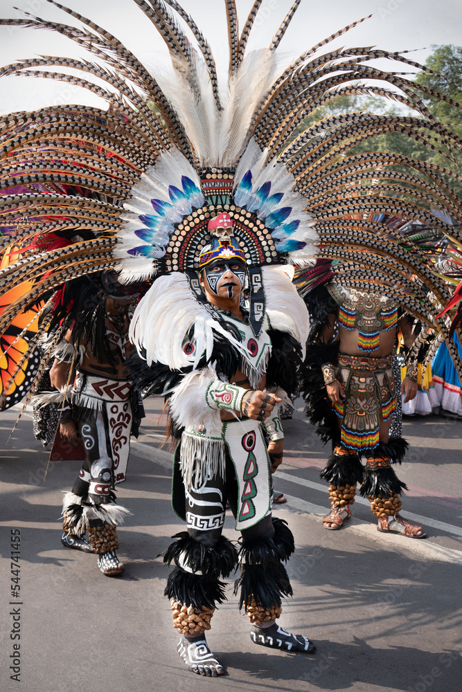 Portrait of an Aztec warrior and dancer from Mexico. Posing In the ...