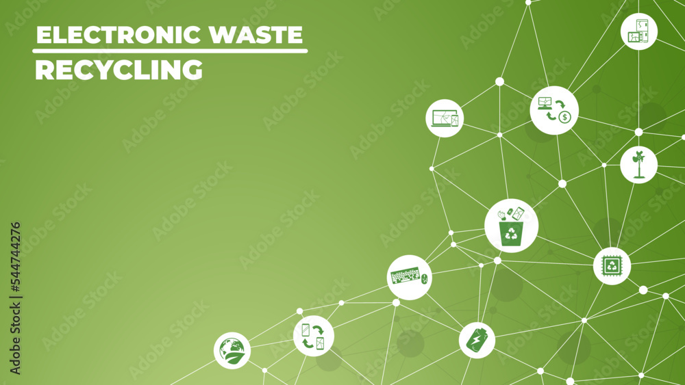 Electronic waste recycling vector illustration. Concept with connected ...