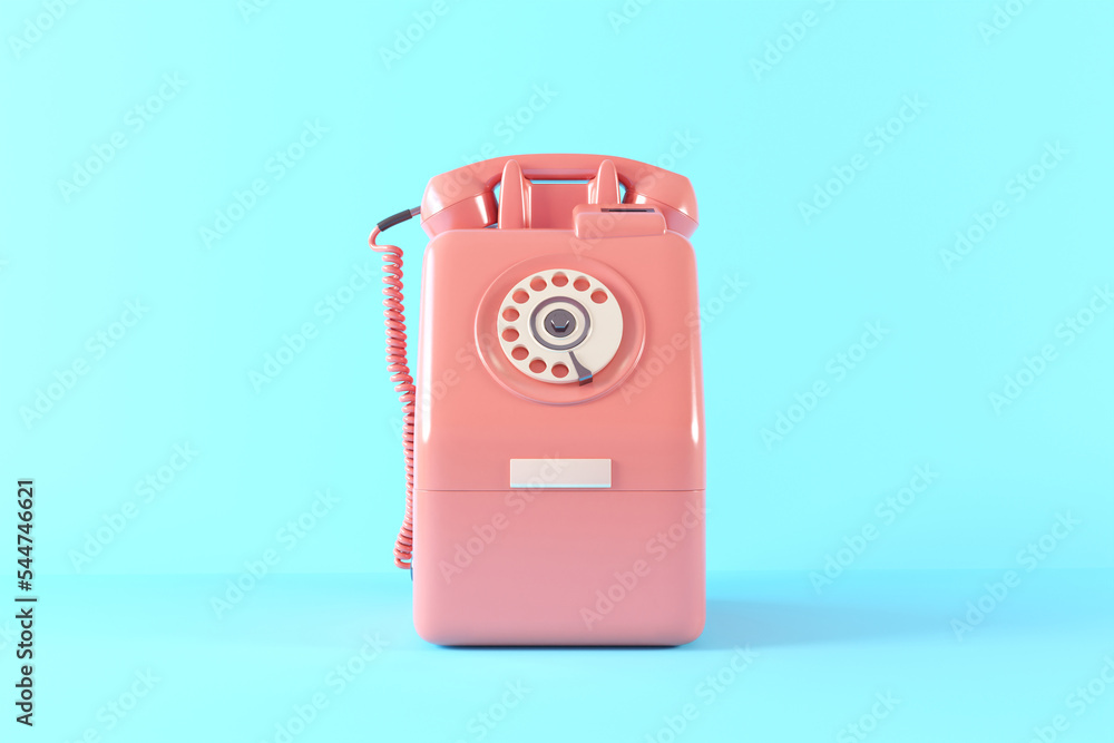 Vintage phone isolated minimal. Pastel colors, pastel plastic style ...