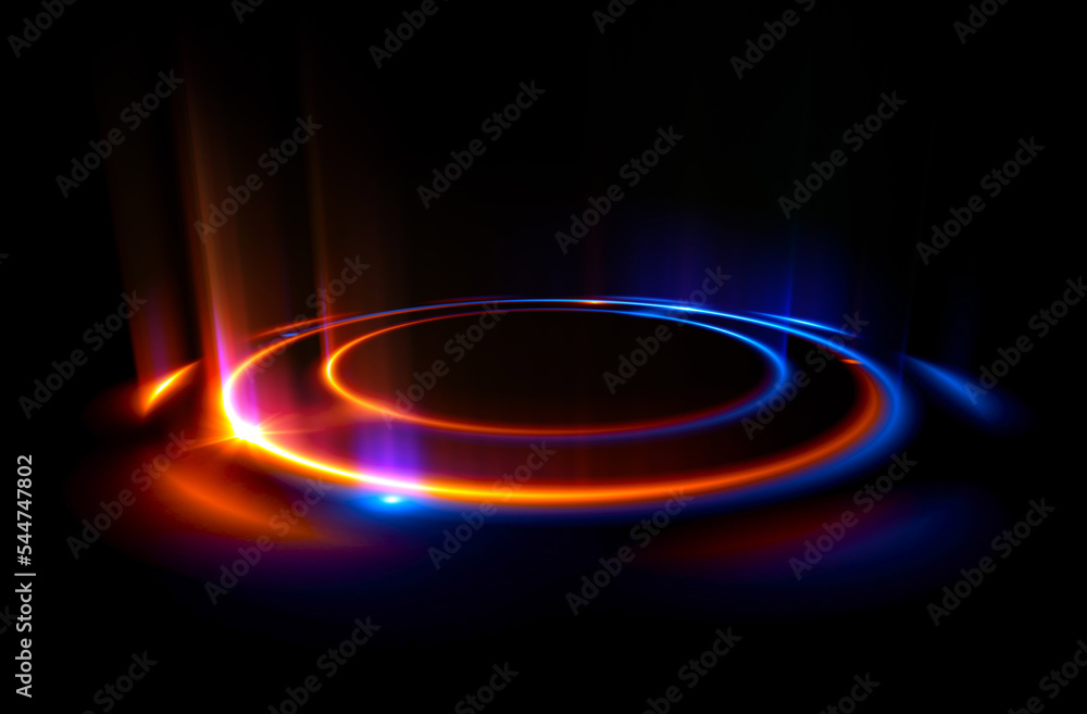 Glow swirl light effect. Circular lens flare. Abstract rotational lines ...