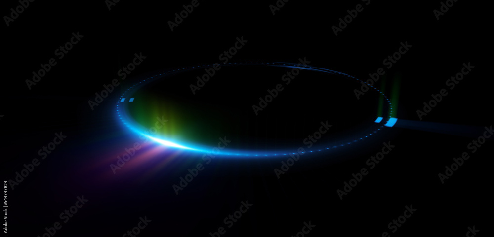 Glow swirl light effect. Circular lens flare. Abstract rotational lines ...