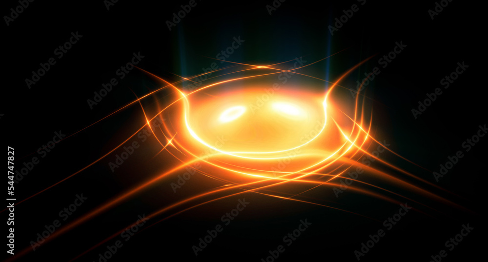 Glow swirl light effect. Circular lens flare. Abstract rotational lines ...