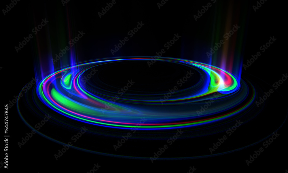 Glow swirl light effect. Circular lens flare. Abstract rotational lines ...