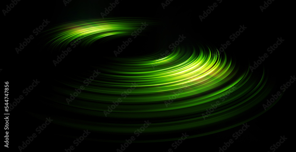 Glow swirl light effect. Circular lens flare. Abstract rotational lines ...