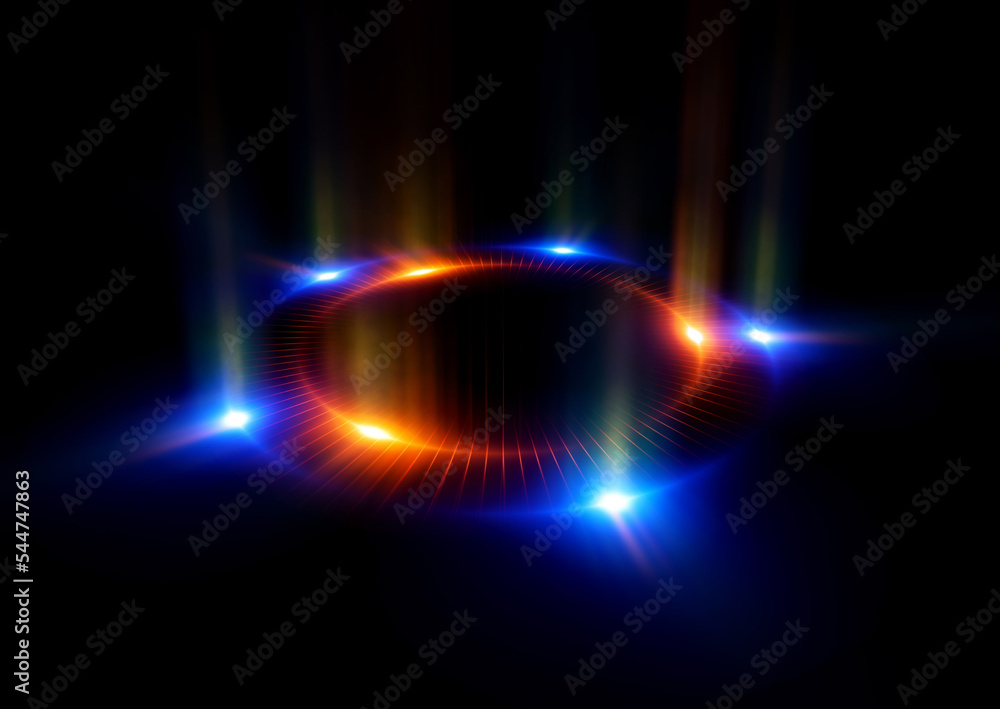 Glow swirl light effect. Circular lens flare. Abstract rotational lines ...