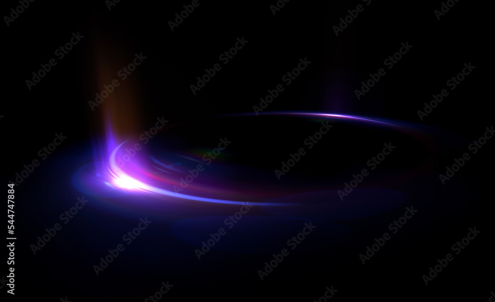 Glow swirl light effect. Circular lens flare. Abstract rotational lines ...
