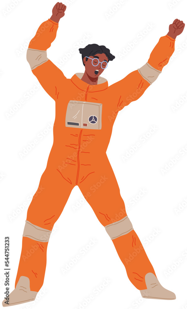 Dancing astronaut, spaceman. Man dressed as astronaut at party. Outfit ...