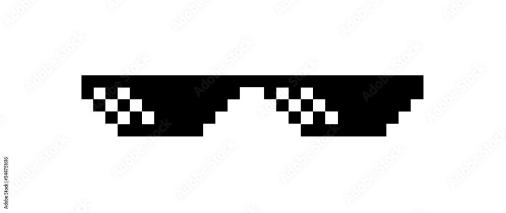 Glasses Shades Thug Life Gangster Cool Deal With It Viral Meme 8 Bit ...