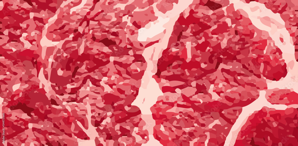 Vector butcher shop background. Red raw meat piece. Realistic cow steak ...