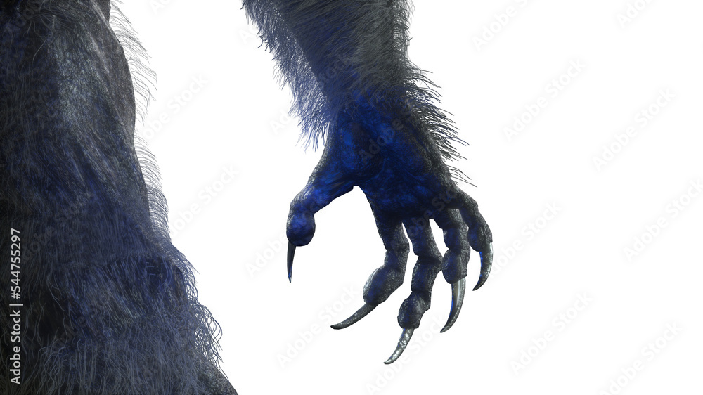 Poster scary monster hand, furry werewolf paw for halloween background ...