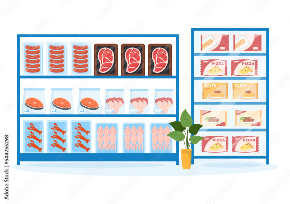 Frozen Food Store with Products Vacuumed using Foil and Pouch Packaging ...