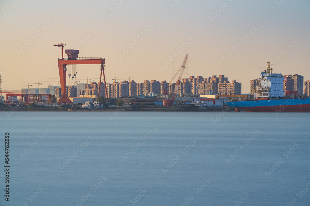 Yangtze River Port and Wharf and Yangtze River Scenery in Nanjing ...