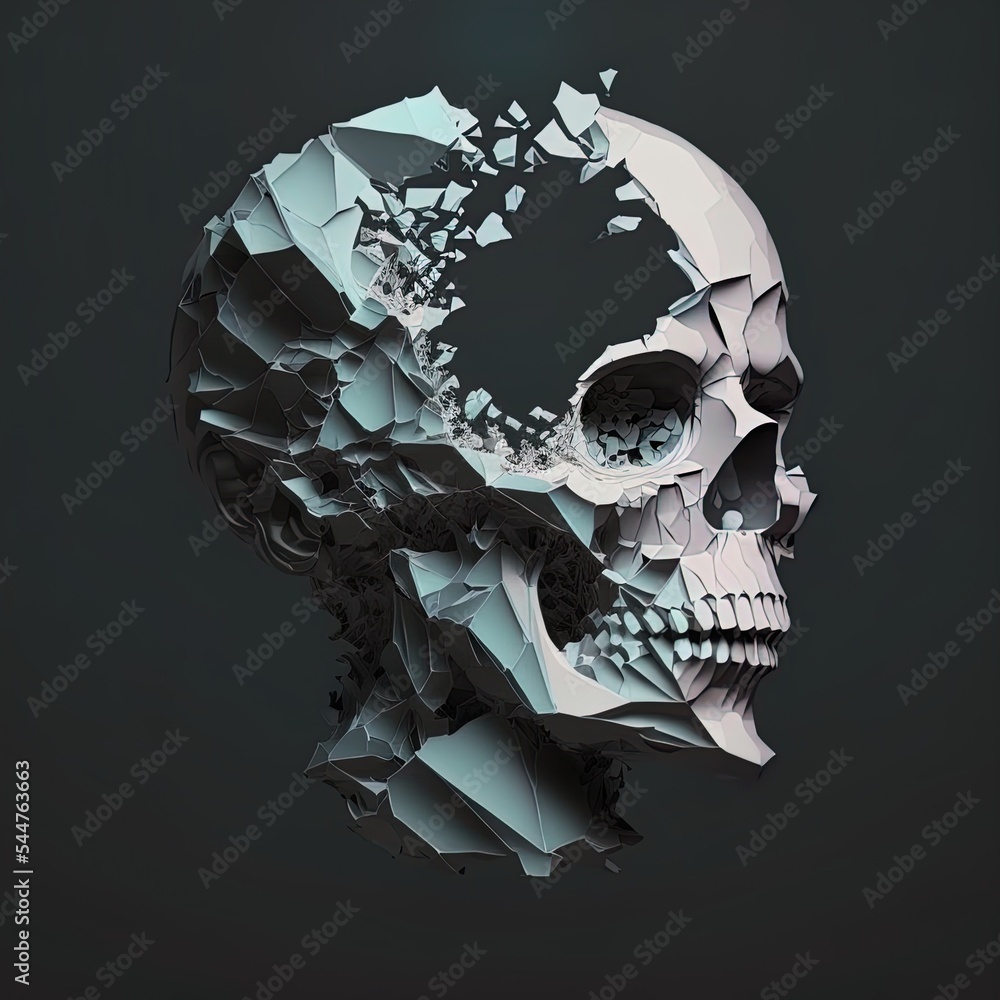 Abstract concept sculpture illustration from 3D rendering of female ...