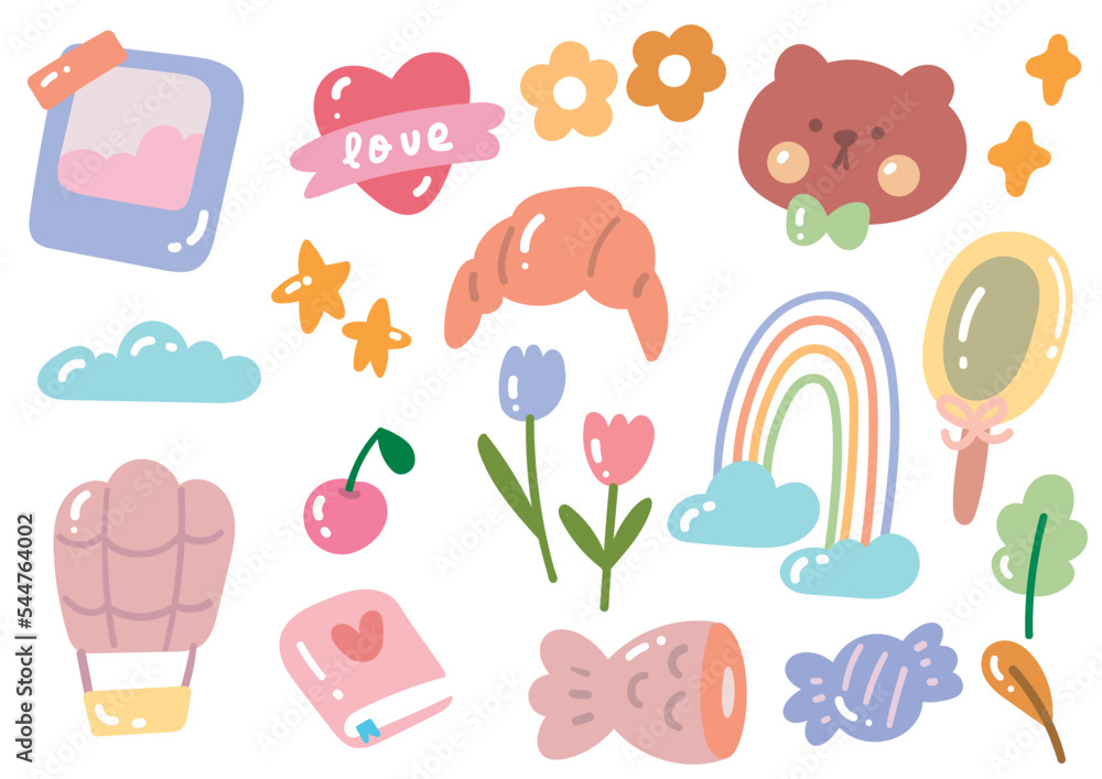 set of cute icon aesthetic element Stock Vector | Adobe Stock