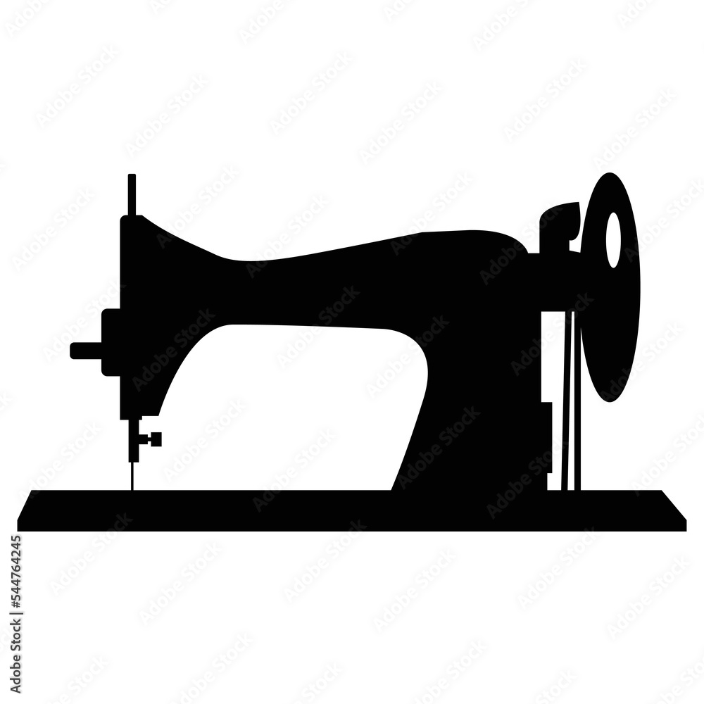 Black sewing machine icon on a white background. Stock Vector | Adobe Stock