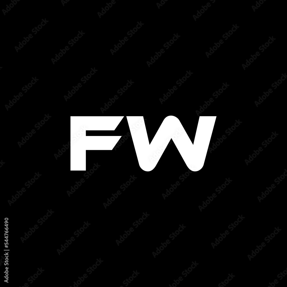 FW letter logo design with black background in illustrator, vector logo ...