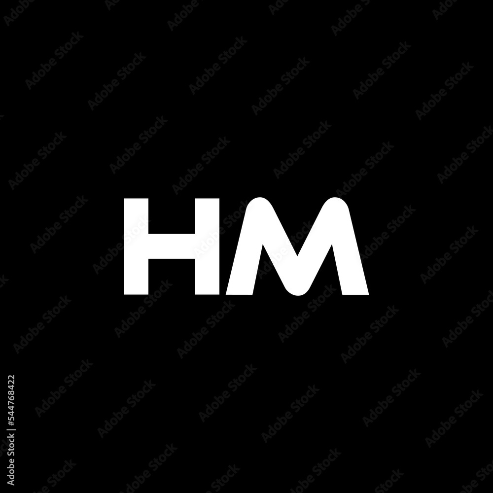 HM letter logo design with black background in illustrator, vector logo ...