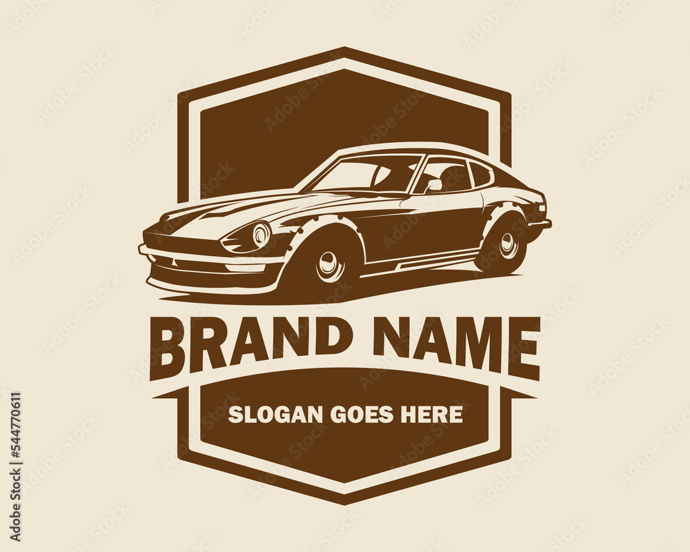 1970's classic Japanese sports car logo isolated on white background ...