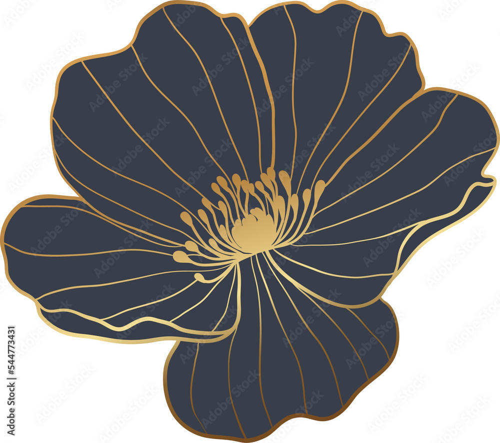Luxury gold line art flower Stock Illustration | Adobe Stock