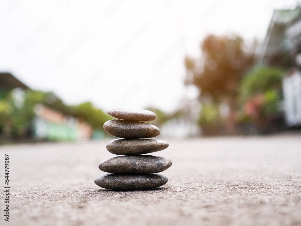 Stack Stone on Cement Floor middle Road Background,Balance Pebble on ...
