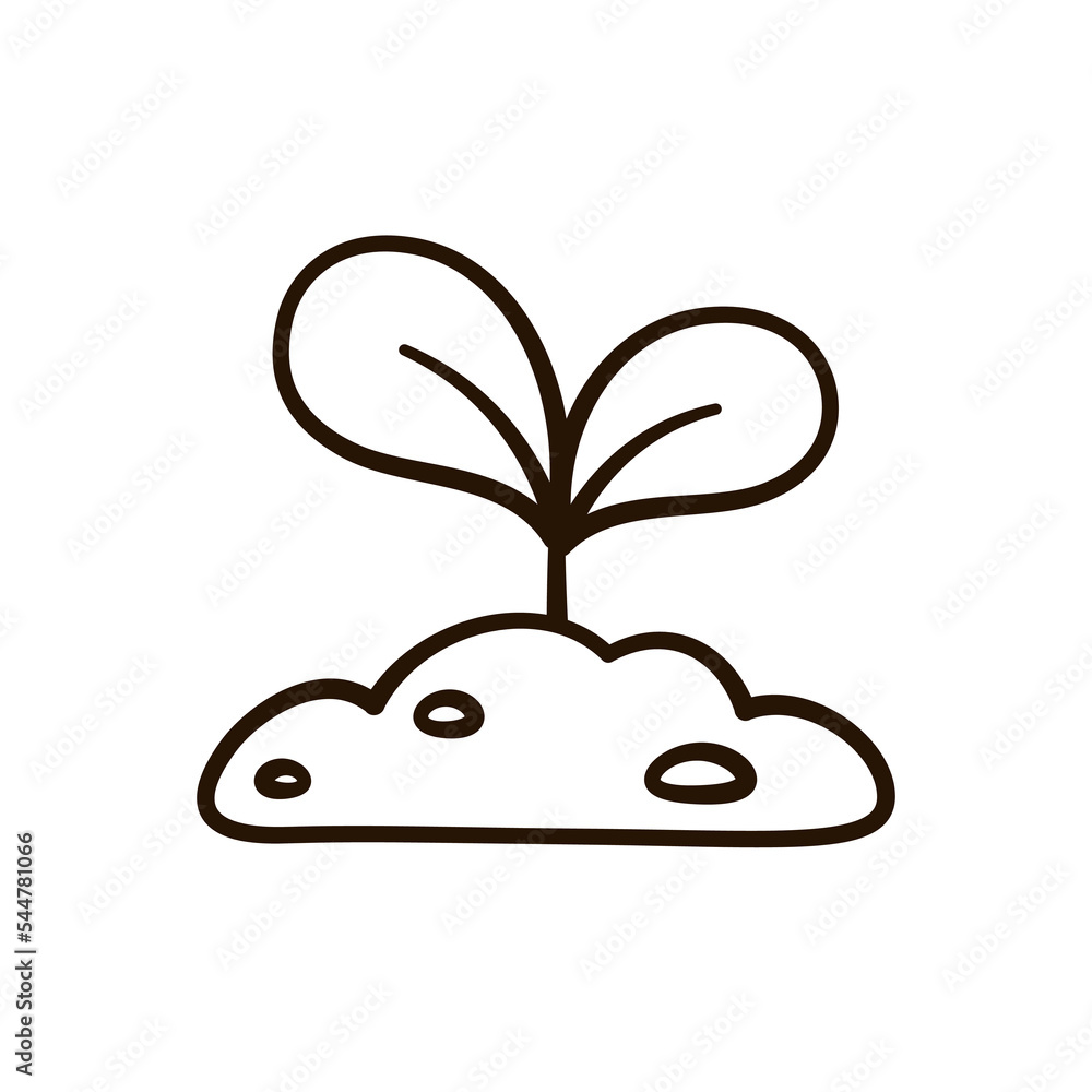 Little seedling sprout cute cartoon outline line art illustration ...