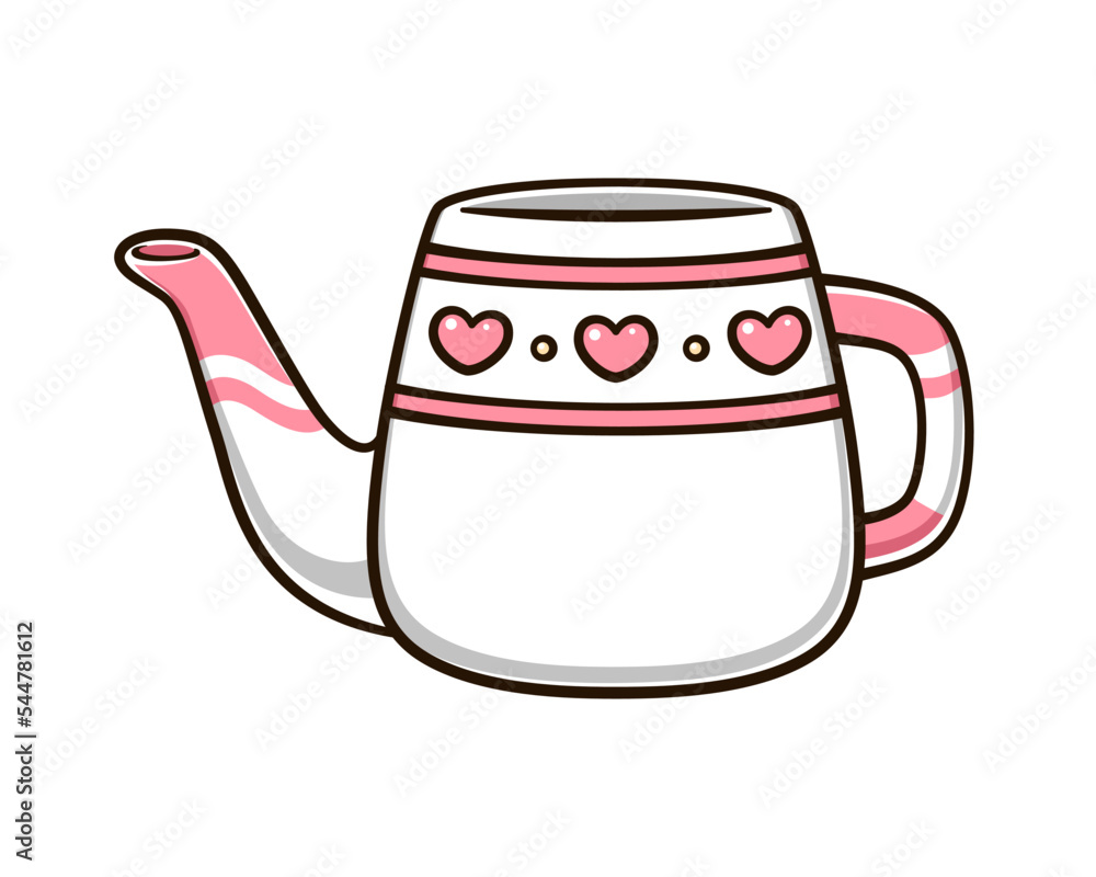Ceramic watering can pot cute cartoon illustration. Gardening farming ...