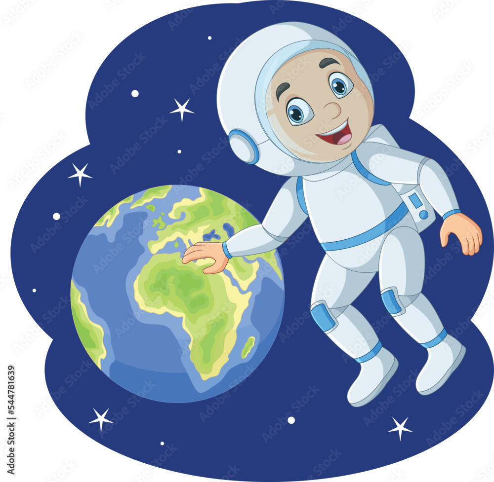 Cartoon astronaut in the outerspace Stock Vector | Adobe Stock