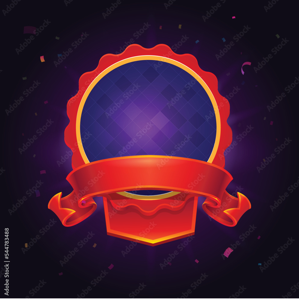 Award medal with red ribbon game screen game achievement app ui ...