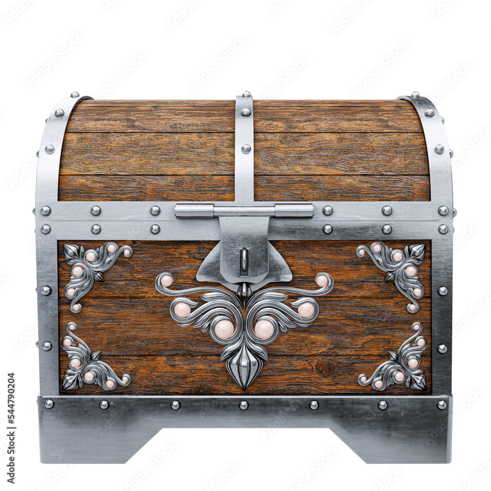 ภาพประกอบสต็อก Old broken vintage pirate treasure chest. Rotten and ...