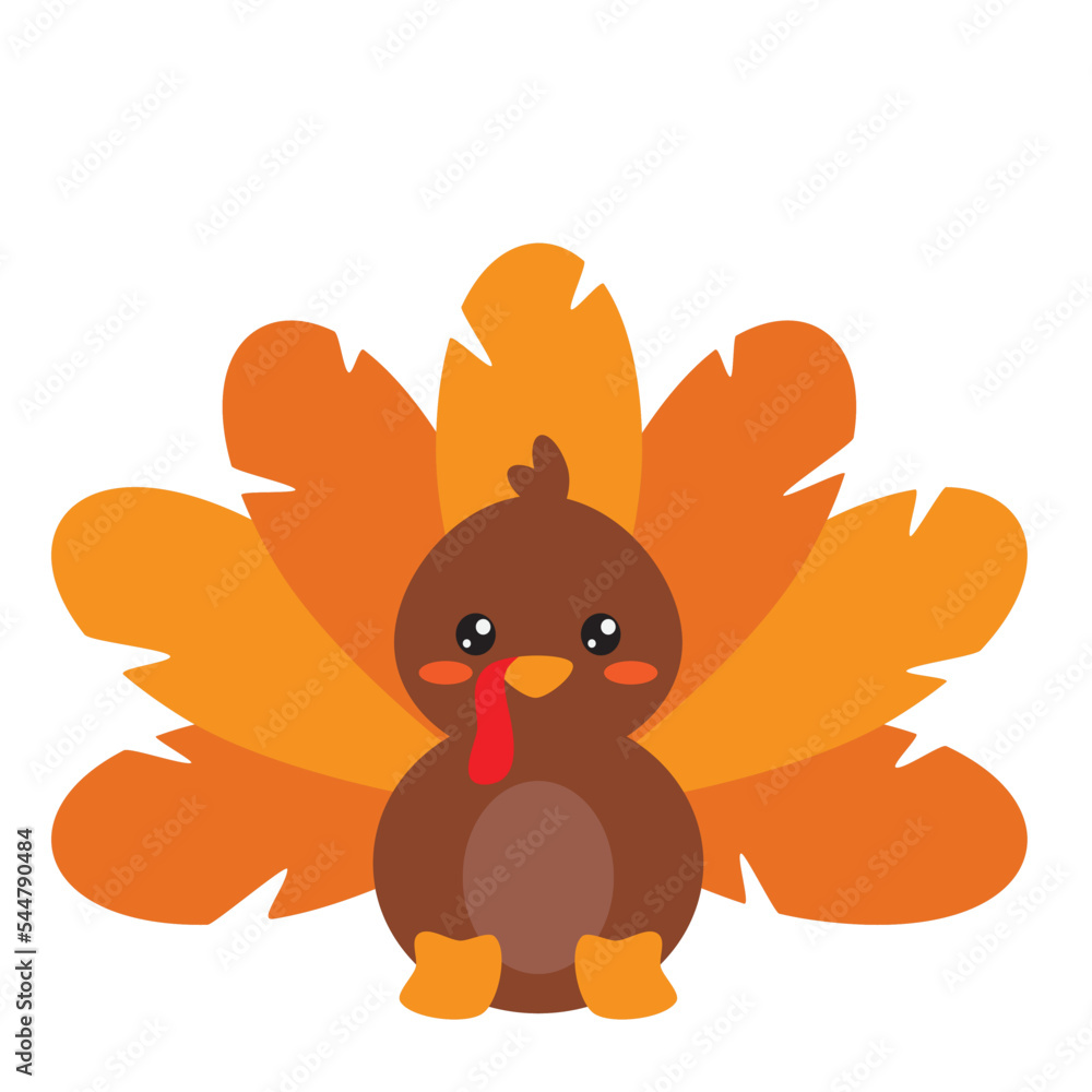 Cute turkey vector cartoon illustration Stock Vector | Adobe Stock