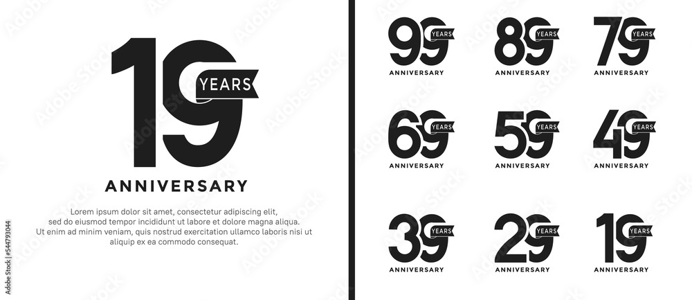 set of anniversary logo style flat black color on white background for ...