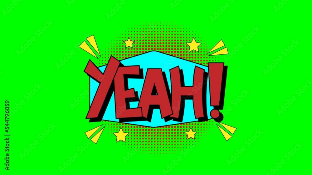 YEAH Comic words animation green screen vídeo de Stock | Adobe Stock