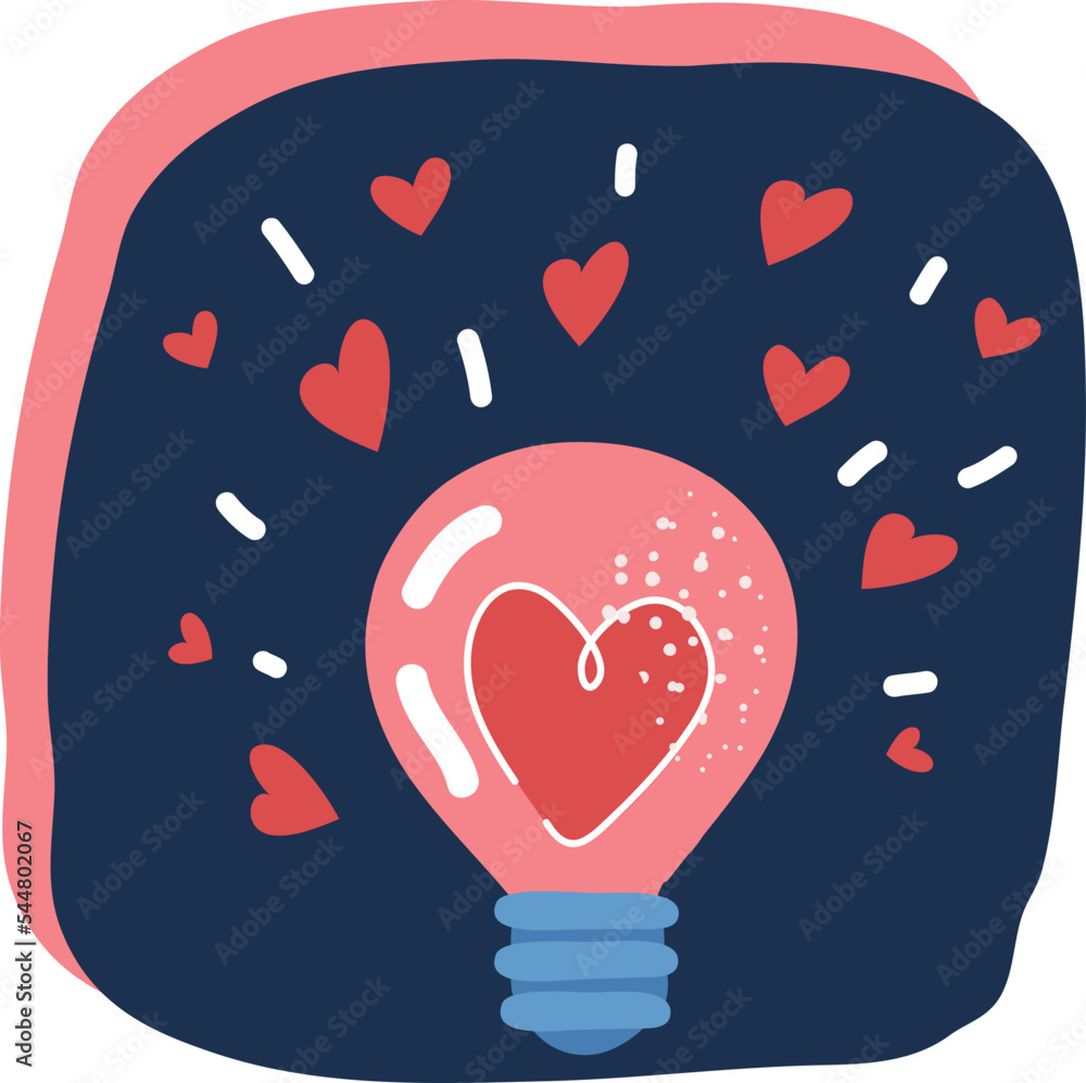 Cartoon vector illustration of Light bulb with heart Stock Vector ...