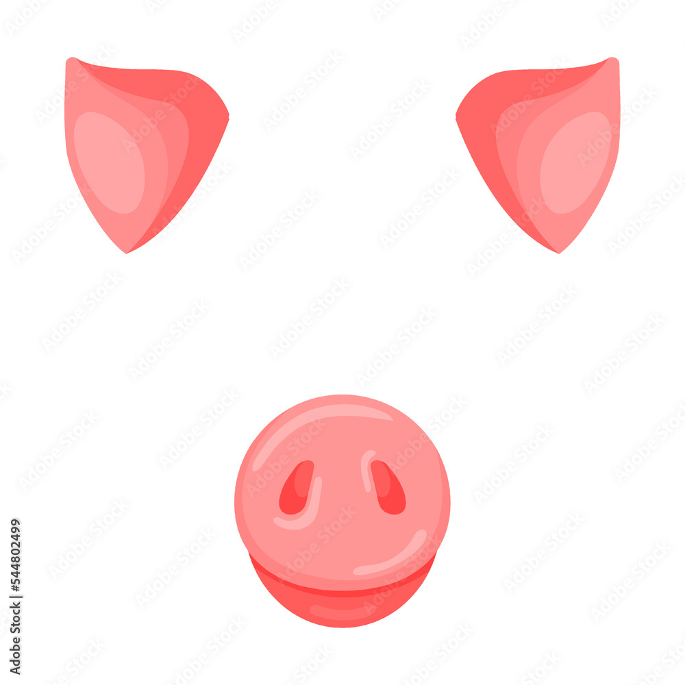 Animal face mask of pink pig with piglet for video and photo set ...