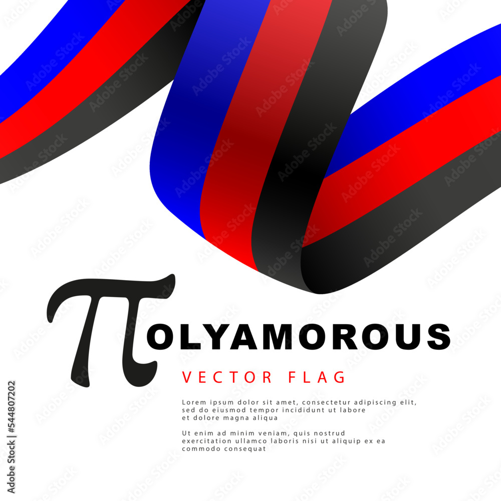 Polyamorous pride flag ribbon. Sexual identification. Colorful logo of one of the LGBT flags ...