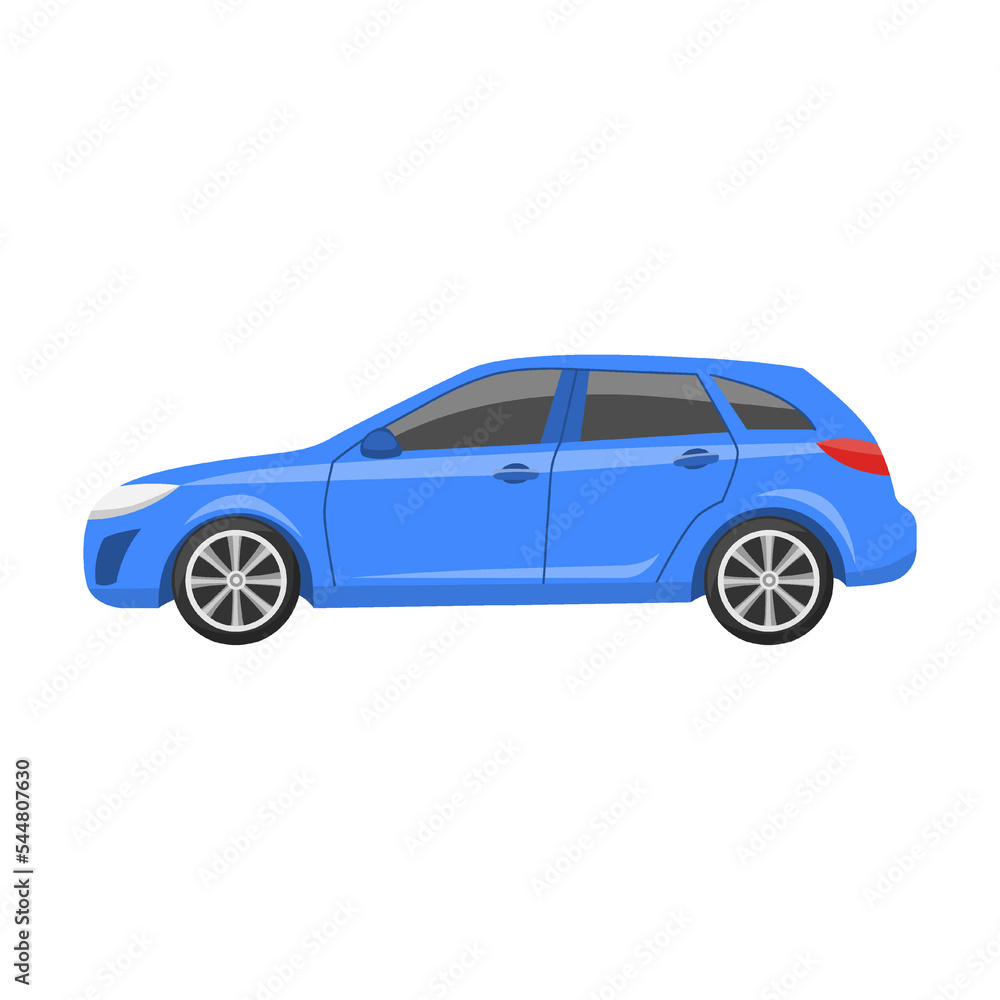 blue station wagon Car vector illustration. Car design, side view of ...