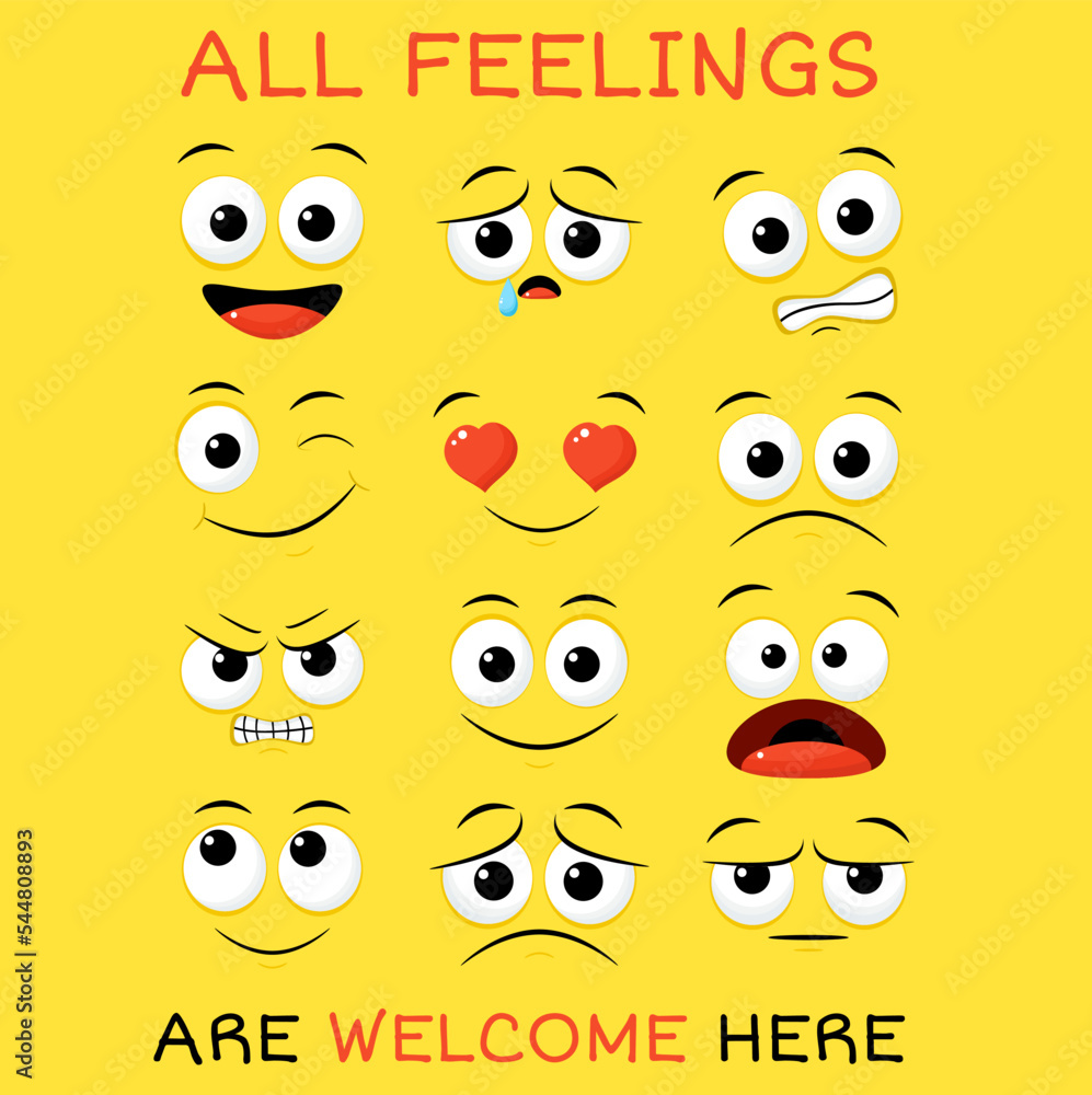 All feeling are welcome here. Vector banner with affirmation for kids ...