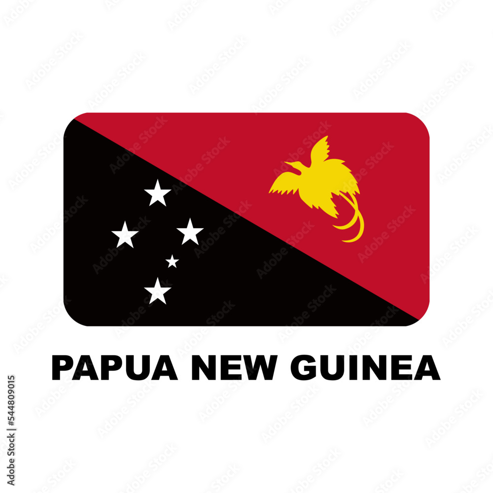 Oficial national flags of the world. Papua New Guinea country. Design rectangular. Vector ...