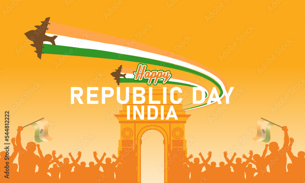 Republic Day celebration poster illustration, with fighter jet ...