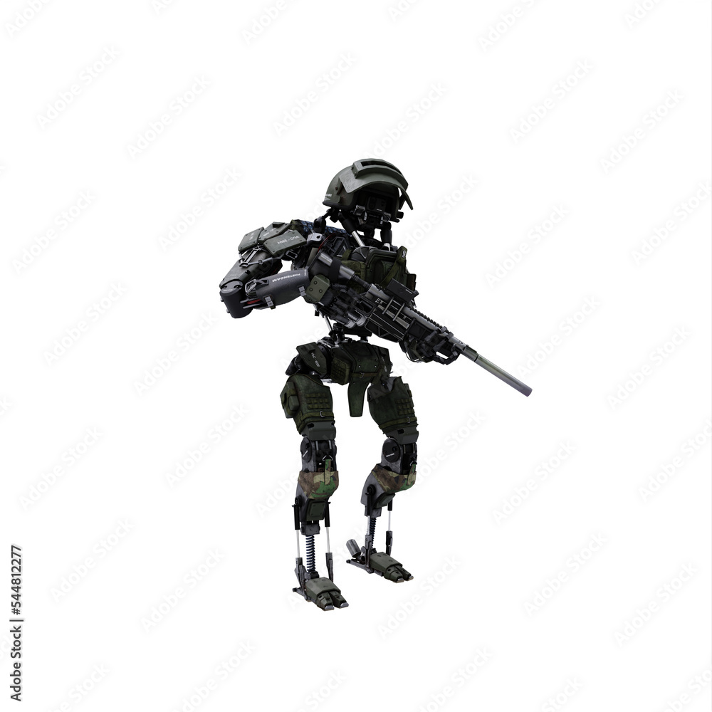 Military Humanoid Robot with Gun Stock Illustration | Adobe Stock
