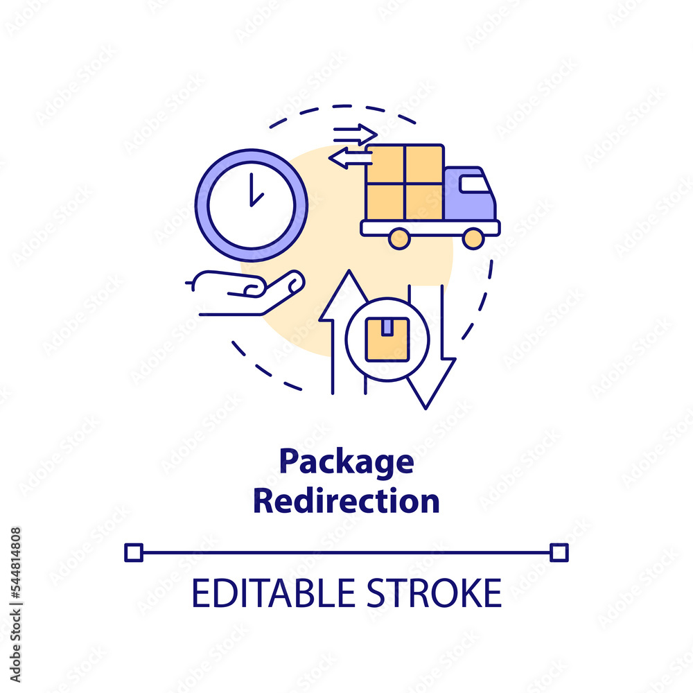 Package redirection concept icon. Parcel intercept. Postal services ...