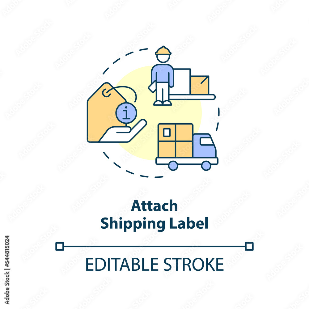 Attach shipping label concept icon. Packages requirements. Compliance ...