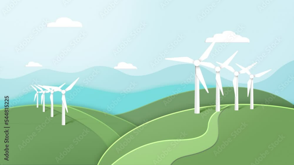Save the planet. cycle animation of a clean green energy futuristic ...