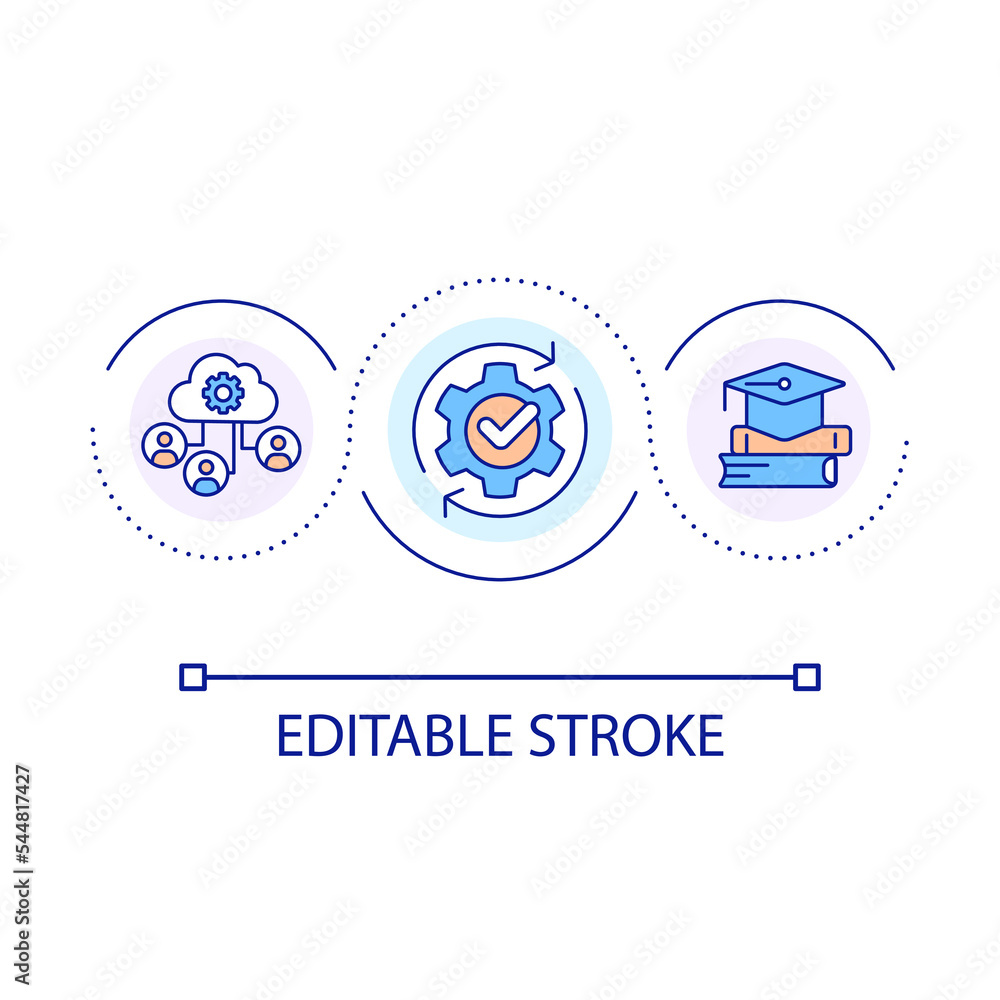 E learning technology loop concept icon. Online education facility ...