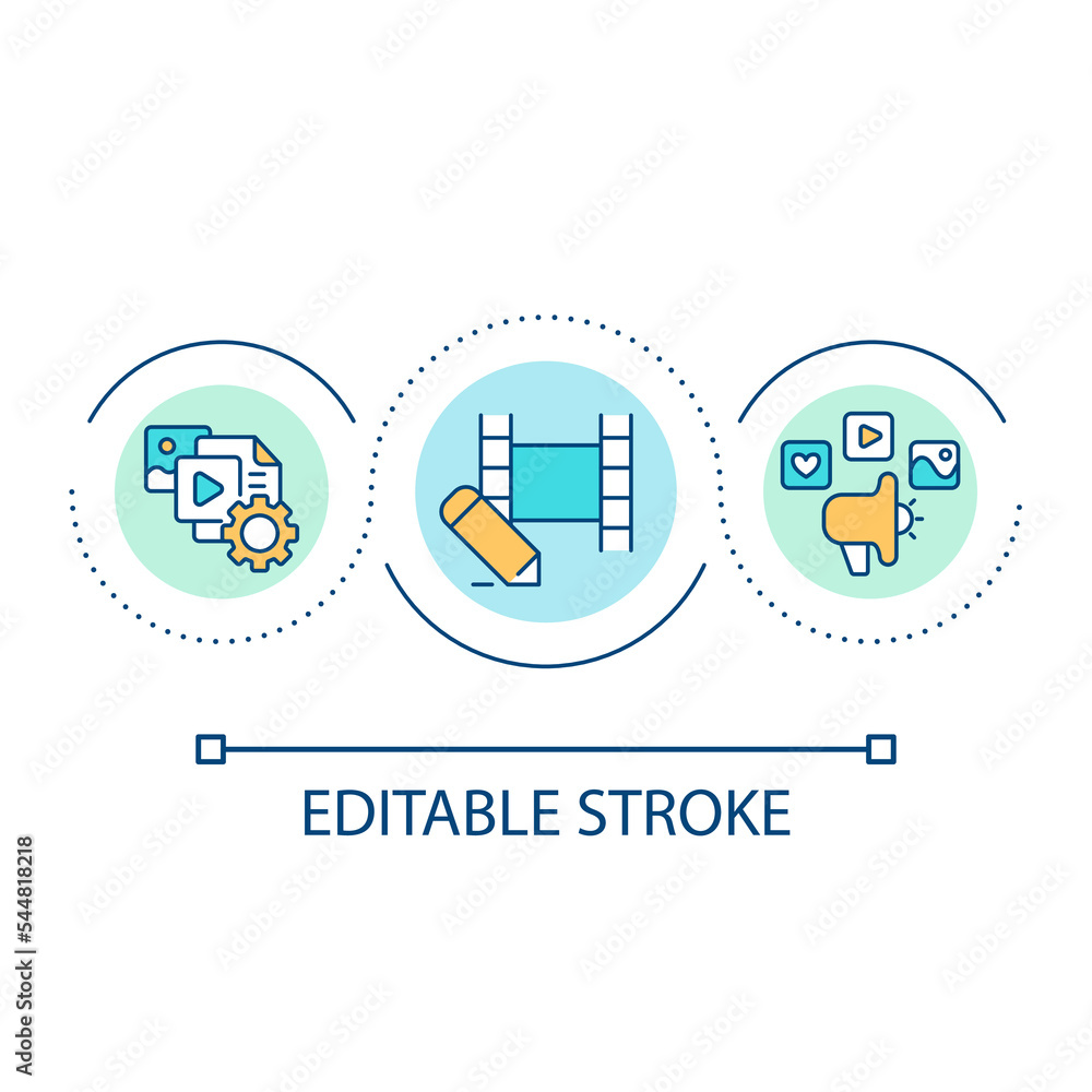 Video editing service loop concept icon. Live streaming software. Blog ...