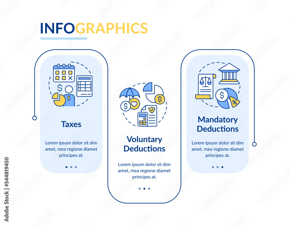 Payroll deductions types rectangle infographic template. Withhold. Data ... Payroll deductions types rectangle infographic template. Withhold. Data ...