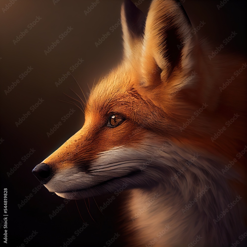 Stunning photorealistic side profile portrait of red fox, generated by ...