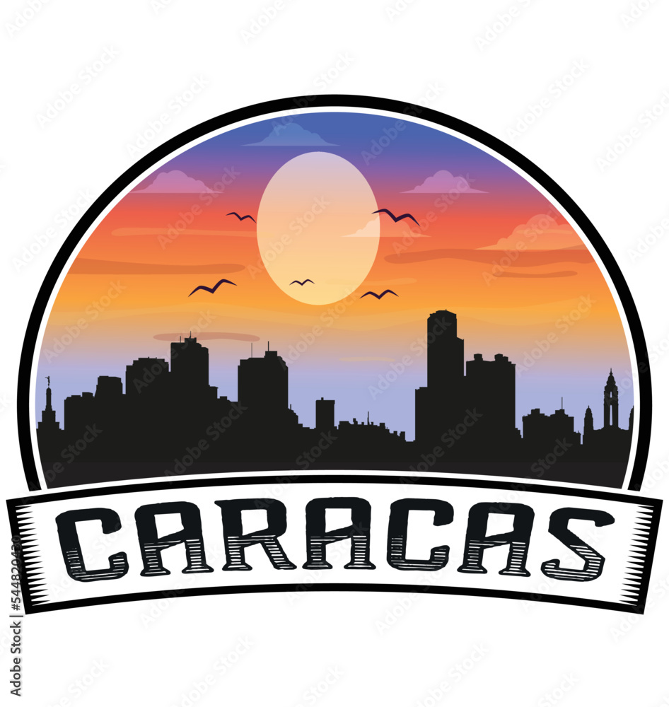 Caracas Venezuela Skyline Sunset Travel Souvenir Sticker Logo Badge ...
