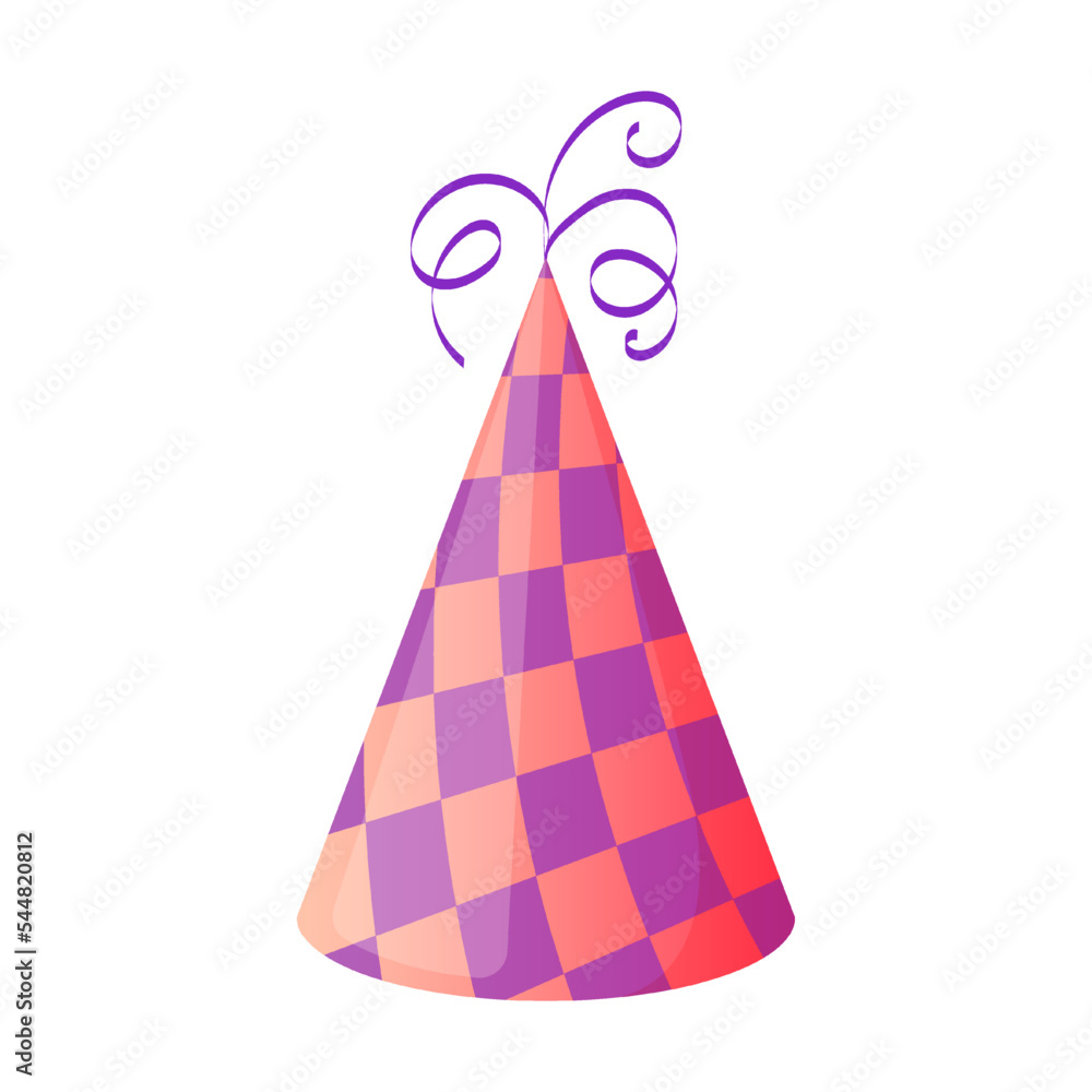 Cone colorful cap with multi colored cells and ribbons for happy ...