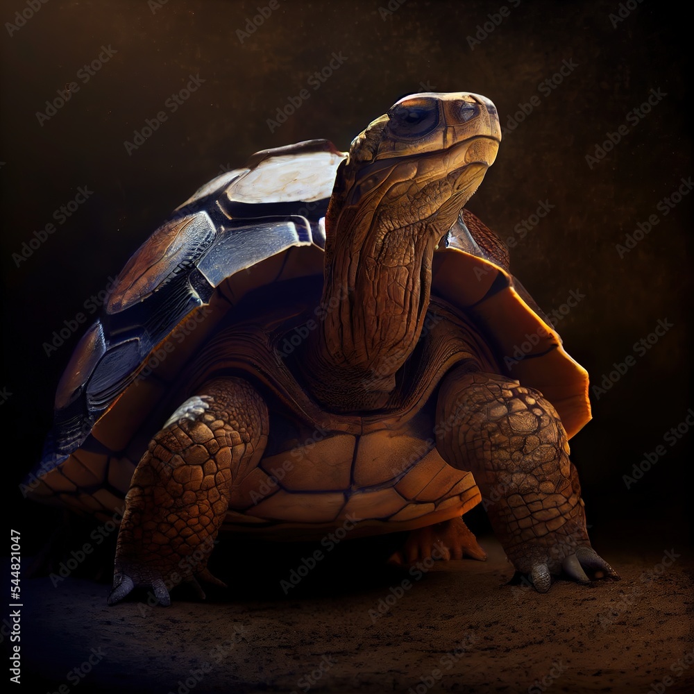 Stunning photorealistic dramatic portrait of giant Galapagos turtle. Ai ...